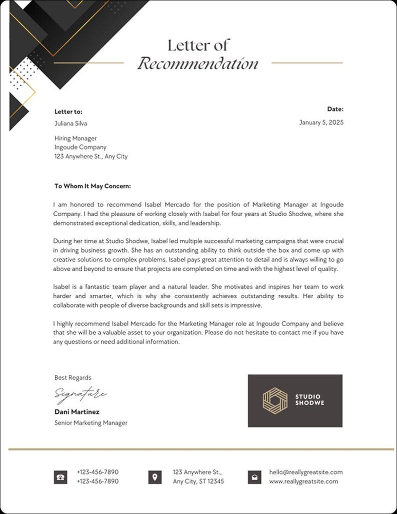 Job Letter of Recommendation Template Editable Employment Reference ...