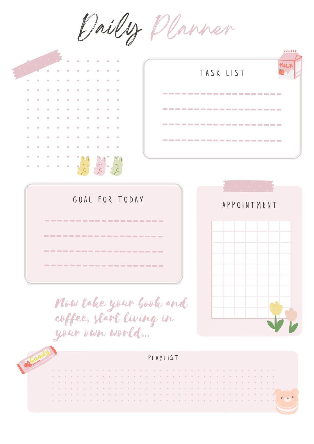 Minimalist Aesthetic Daily Planner Printable PDF Pink Soft Neutral ...
