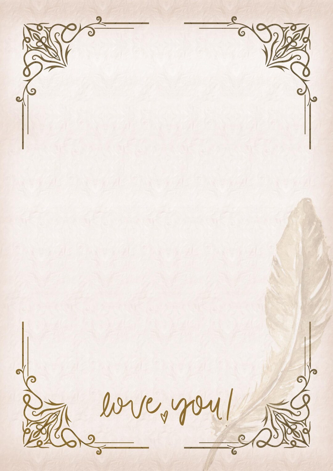 Printable Love| Romantic Letter Template | Vintage Stationery | Writing ...