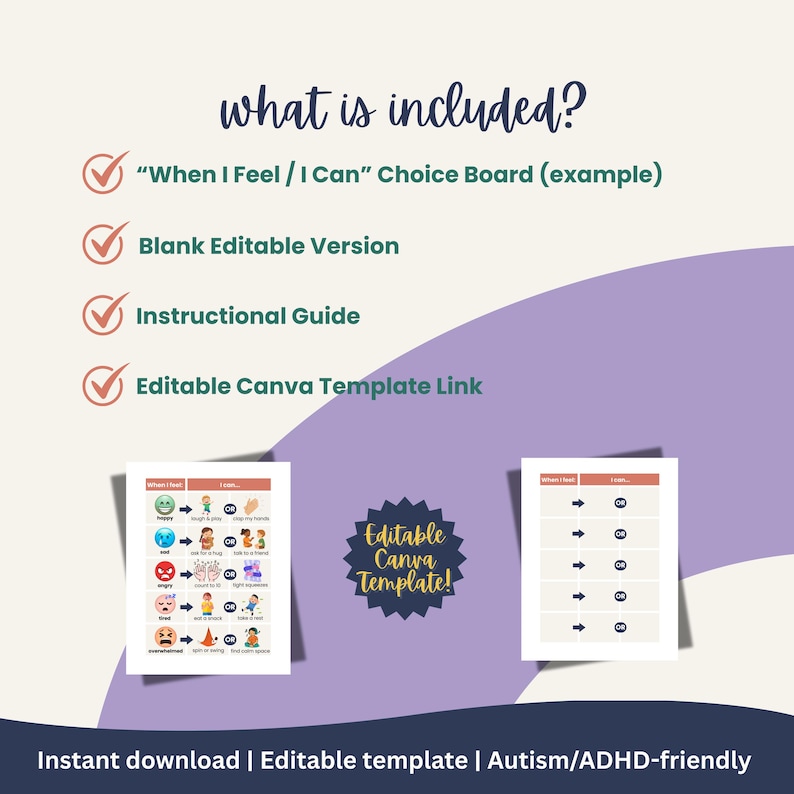 Emotional Regulation Choice Board | Autism & ADHD Visual (digital ...