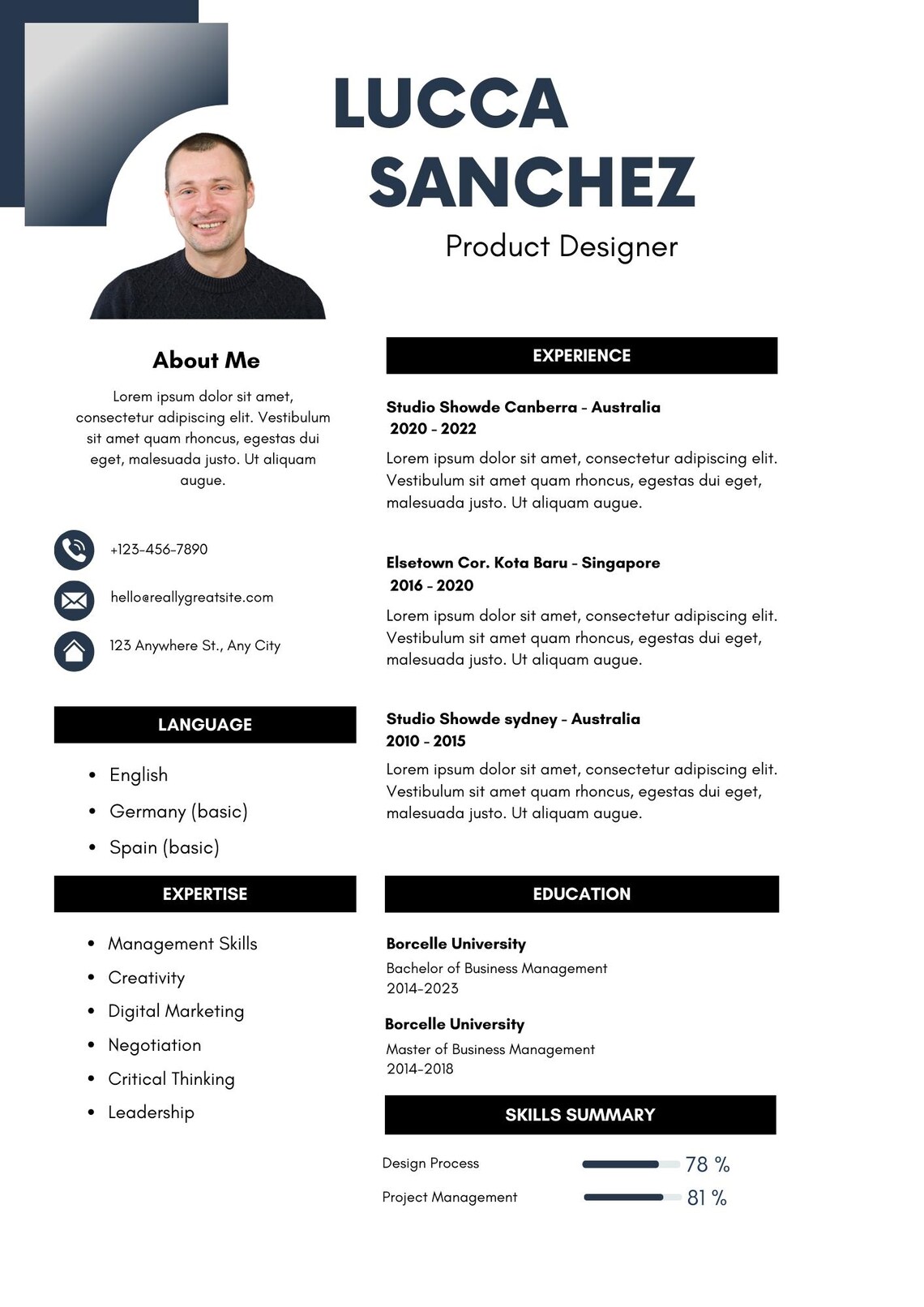 Editable CV Template – Arabic English Italian Resume – Professional ATS ...