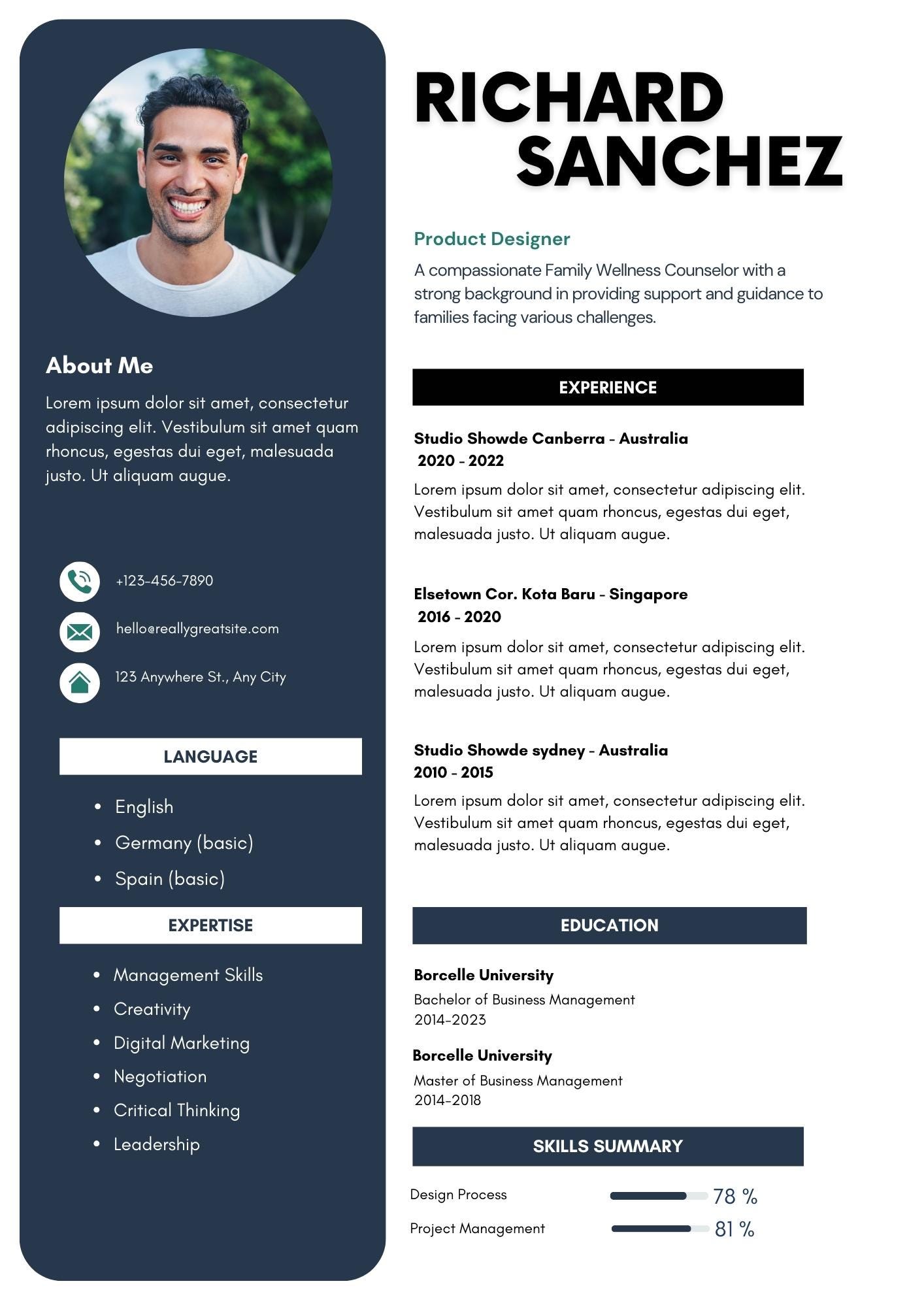 Editable CV Template – Arabic English Italian Resume – Professional ATS ...