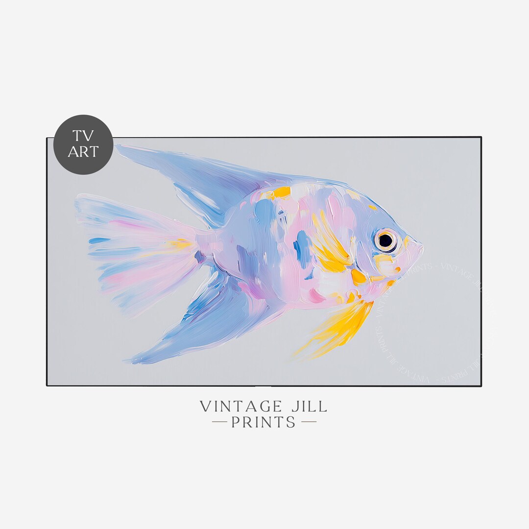 Bright Acrylic Angelfish Frame TV Art, Coastal Nursery Wall Decor ...