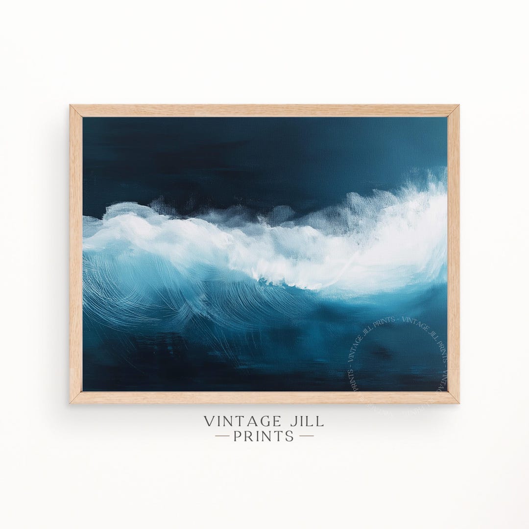 Abstract Ocean Wave Printable - Moody Coastal Wall Art, Modern Nautical ...