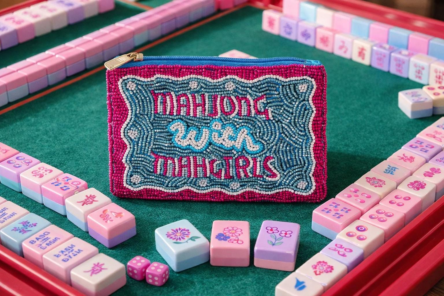 Mahjong With Mahgirls Beaded Coin Purse | Mahjong Lover Gift Pouch - Etsy