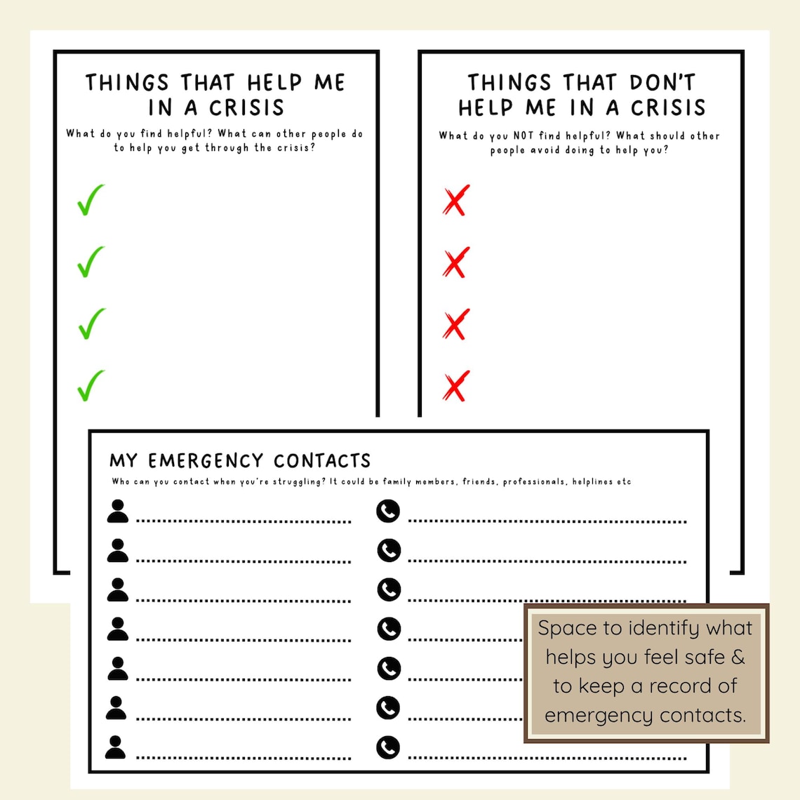 Mental Health Crisis Plan Template | Wellness Recovery Planner (PDF) - Etsy