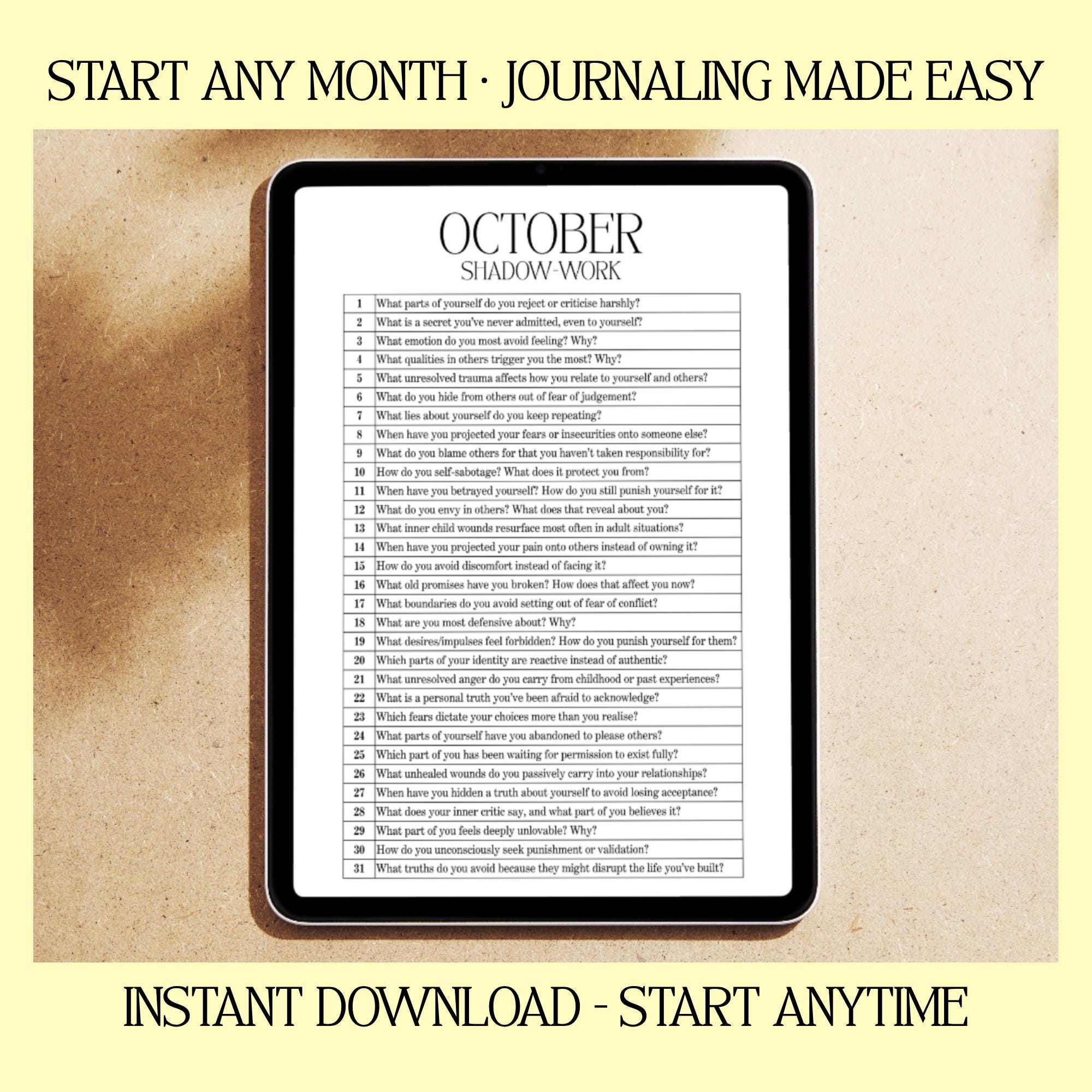 365 Daily Journal Prompts | Guided Self Discovery | Mental Health ...