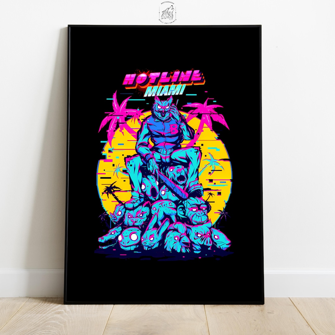 Hotline Miami Poster | Gaming Room Wall Art | Retro Video Game Print - Etsy