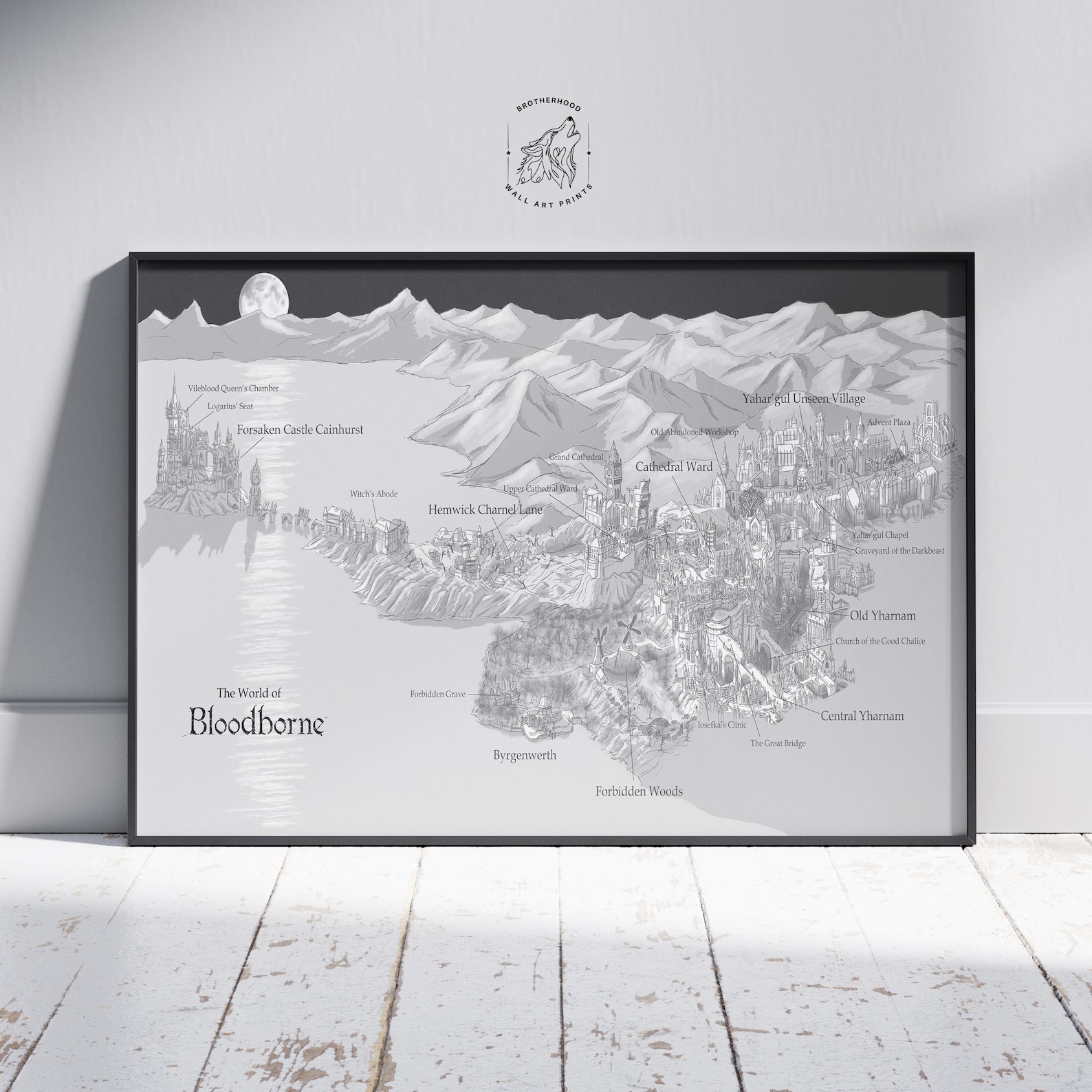 Bloodborne Map Poster – Yharnam World Map Wall Art, Gaming Room Decor ...