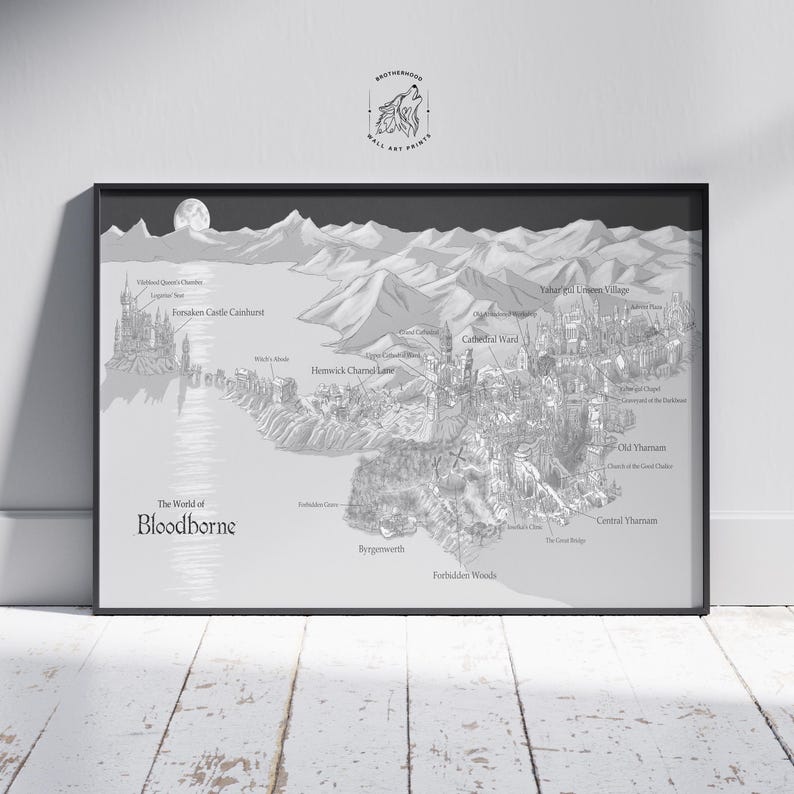 Bloodborne Map Poster – Yharnam World Map Wall Art, Gaming Room Decor ...