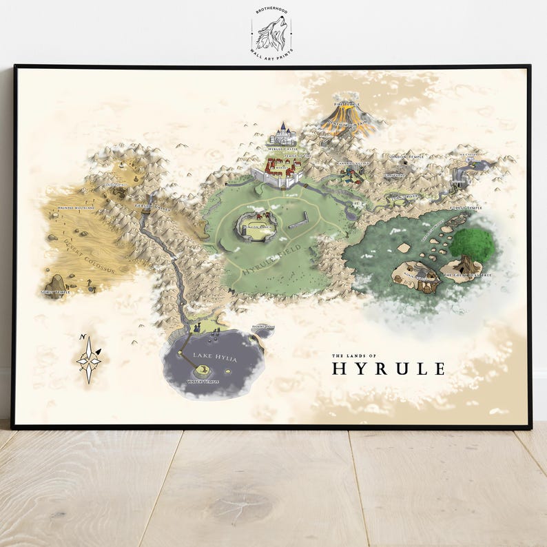 Kingdom of Hyrule Map Poster | Zelda Wall Art Print - Etsy