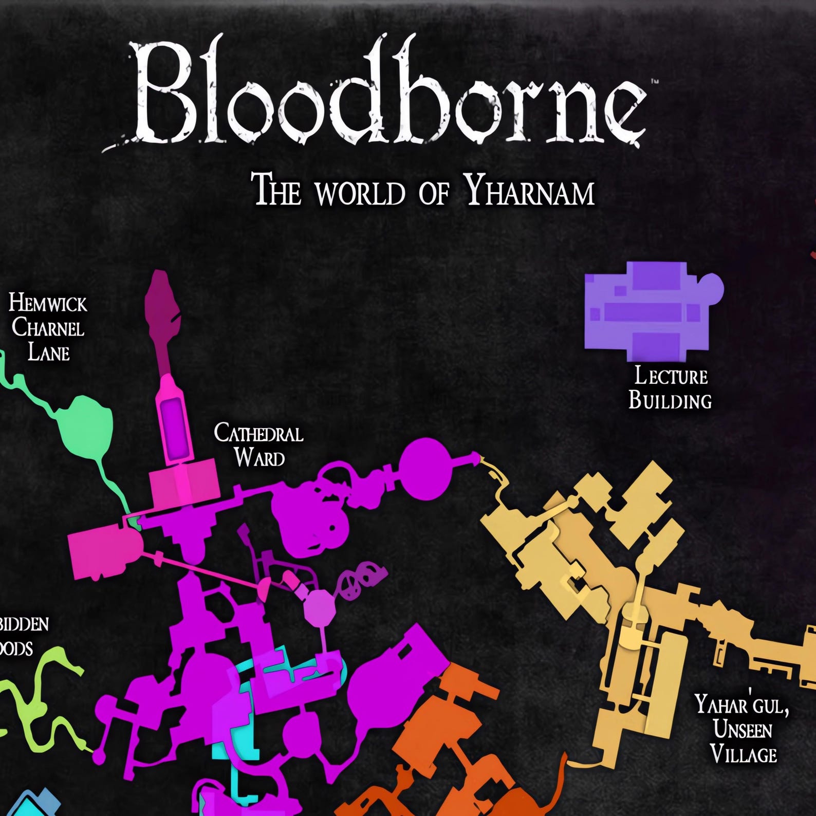 Bloodborne Map Poster – Yharnam World Map Wall Art, Gaming Room Decor ...