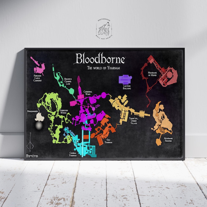 Bloodborne Map Poster – Yharnam World Map Wall Art, Gaming Room Decor ...