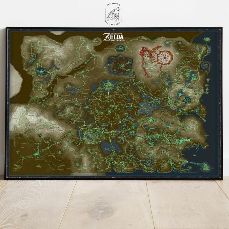 Kingdom of Hyrule Map Poster | Zelda Wall Art Print - Etsy