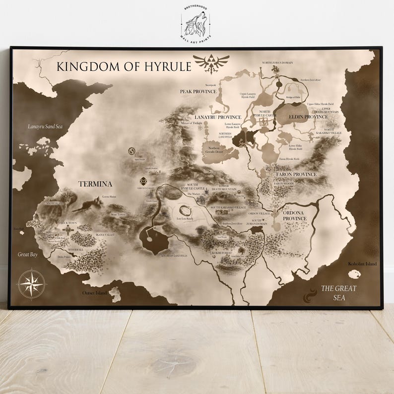 Kingdom of Hyrule Map Poster | Zelda Wall Art Print - Etsy