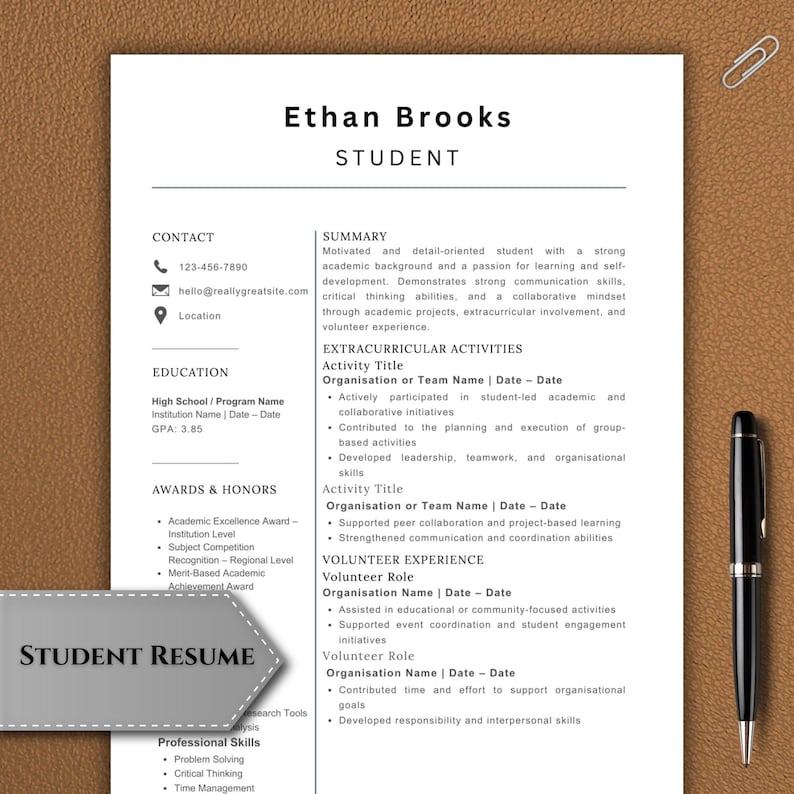 High School Student Resume With No Work Experience Template | Resume ...