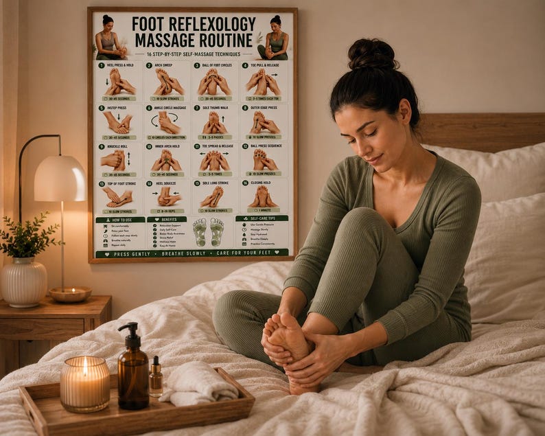 Foot Reflexology Massage Routine Printable, 16 Step-by-step Self ...