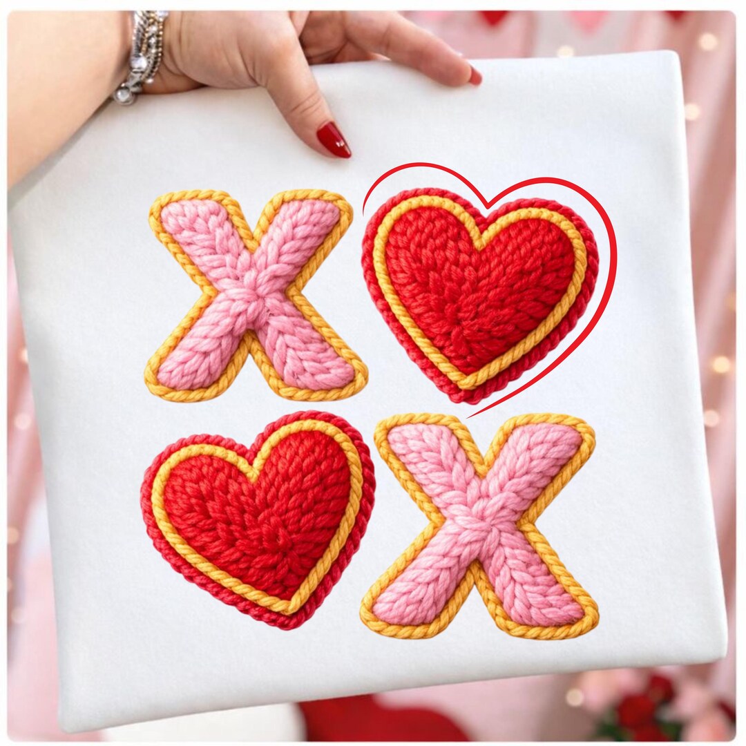 Valentine XOXO PNG SVG, Knit Letter Heart Graphic Png, Xoxo Coquette T ...