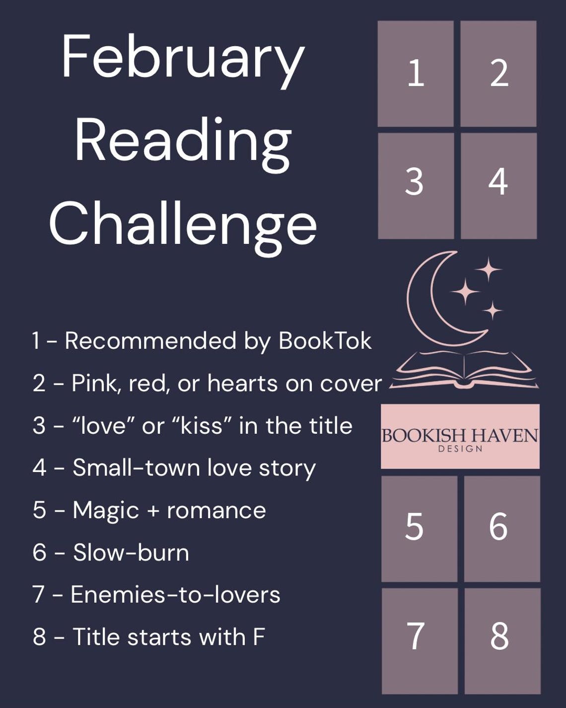 February Reading Challenge Printable | Romance Book Challenge | Monthly ...