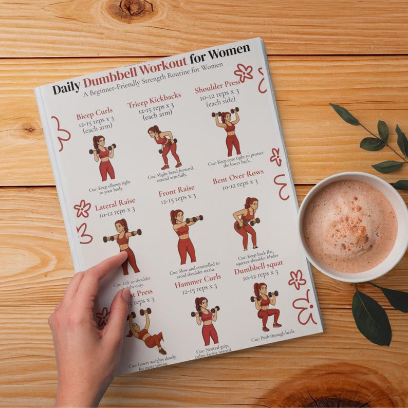 Dumbbell Workout for Women Printable | Beginner Home Exercise (PDF) - Etsy