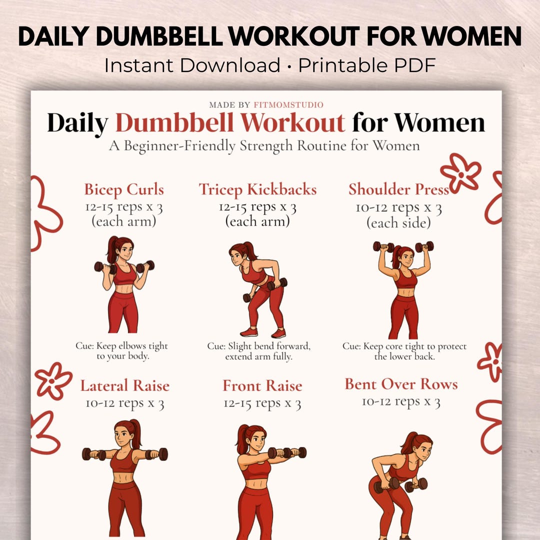 Dumbbell Workout for Women Printable | Beginner Home Exercise (PDF) - Etsy
