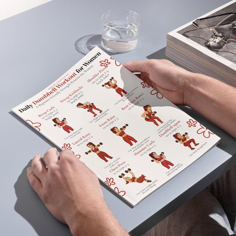 Dumbbell Workout for Women Printable | Beginner Home Exercise (PDF) - Etsy