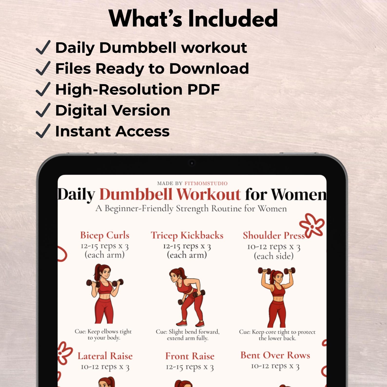 Dumbbell Workout for Women Printable | Beginner Home Exercise (PDF) - Etsy