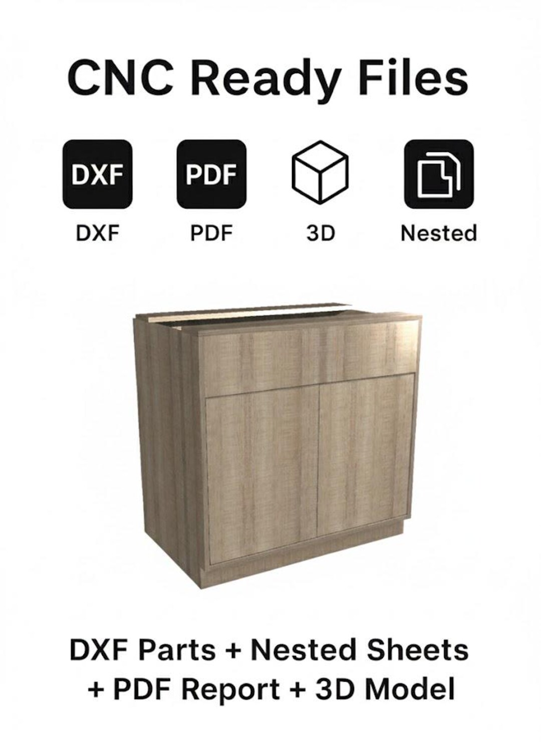 CNC Kitchen Cabinet DXF Files | Nested Sheets + DXF Parts + Pdf ...