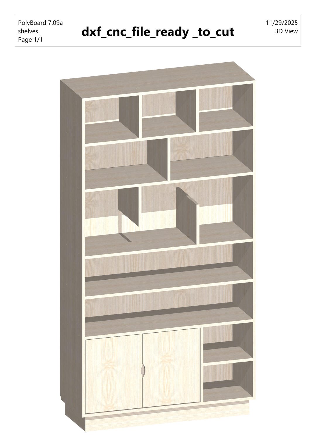 Shelves Cnc Files – DXF Parts + Nested Sheets, Polyboard PDF Report, 3D ...