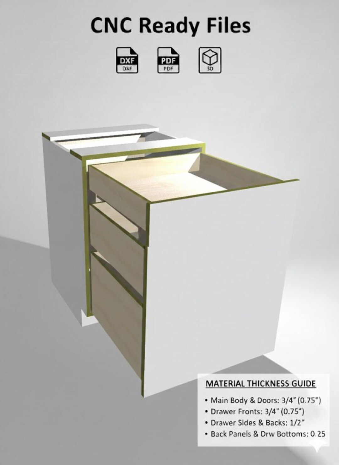 CNC Kitchen Base Drawer 24x24x34.5" DXF Files _ Parts, Polyboard Report ...
