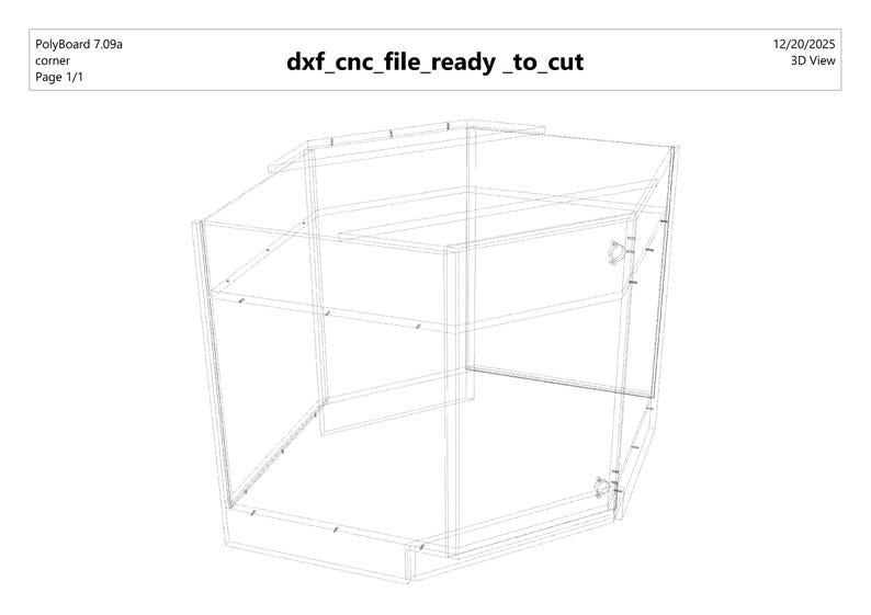 CNC Kitchen Diagonal Corner Cabinet DXF Files | DXF Parts + Pdf ...