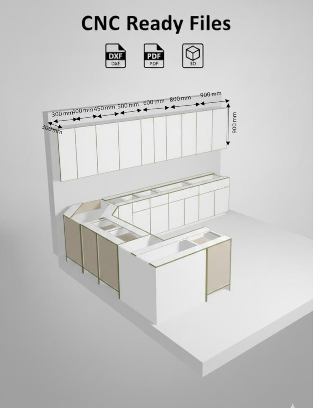 CNC Upper Kitchen Cabinets Bundle Height 900 Mm|7-cabinet Bundle Multi ...