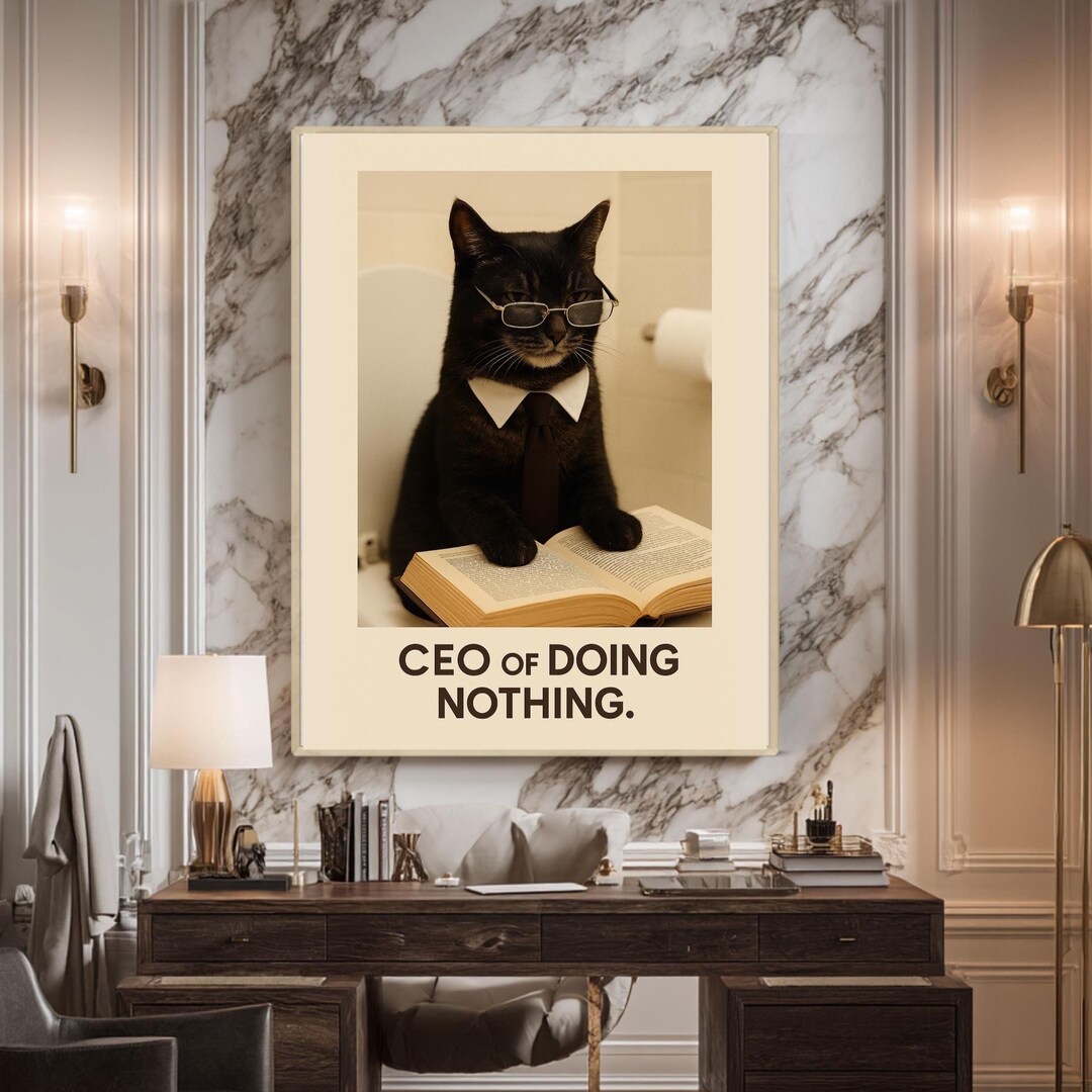 Funny Cat Wall Art | CEO Cat Office Decor | Pat Lover Gift - Etsy