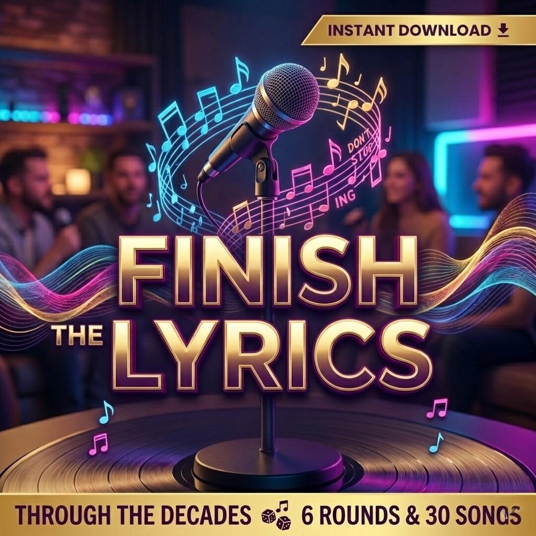 FINISH THE LYRICS Digital Party Game | Music Game | Decade Trivia ...
