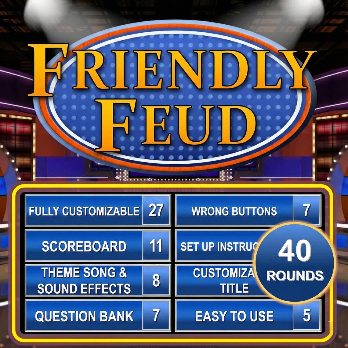 Friendly Feud Template | Party Games for Adults | Family Game Night ...