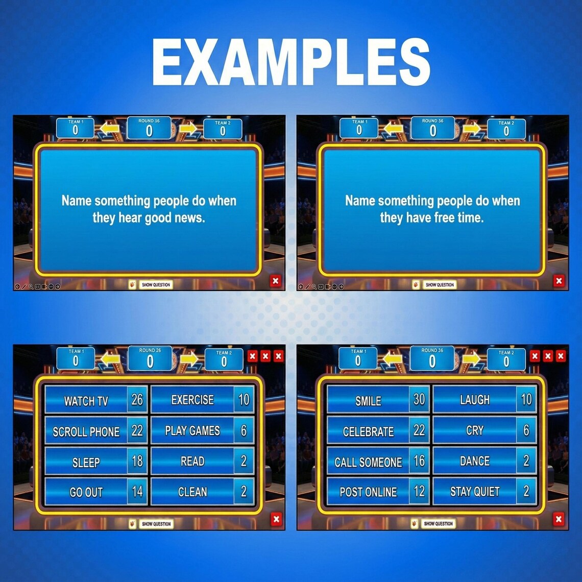 Friendly Feud Template | Party Games for Adults | Family Game Night ...