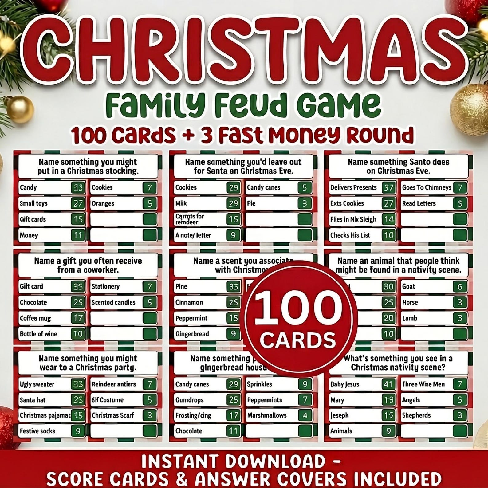 Christmas Family Feud | Printable Christmas Party Game | Christmas ...