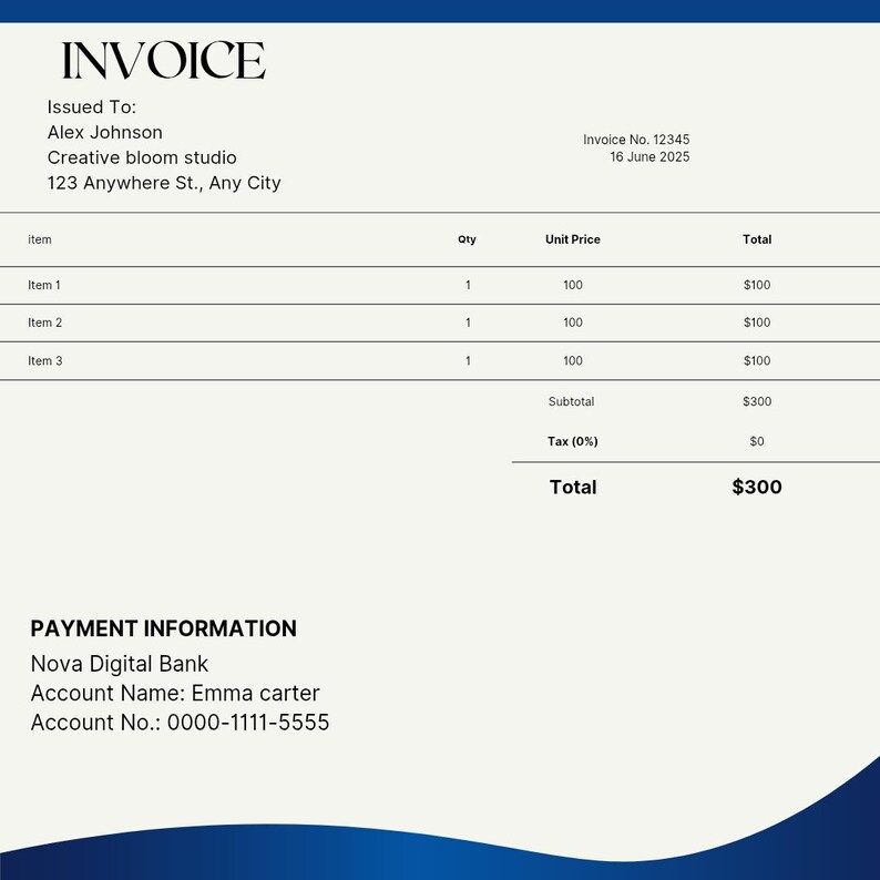 Editable Invoice Template | Digital Download | Instant Canva Invoice ...