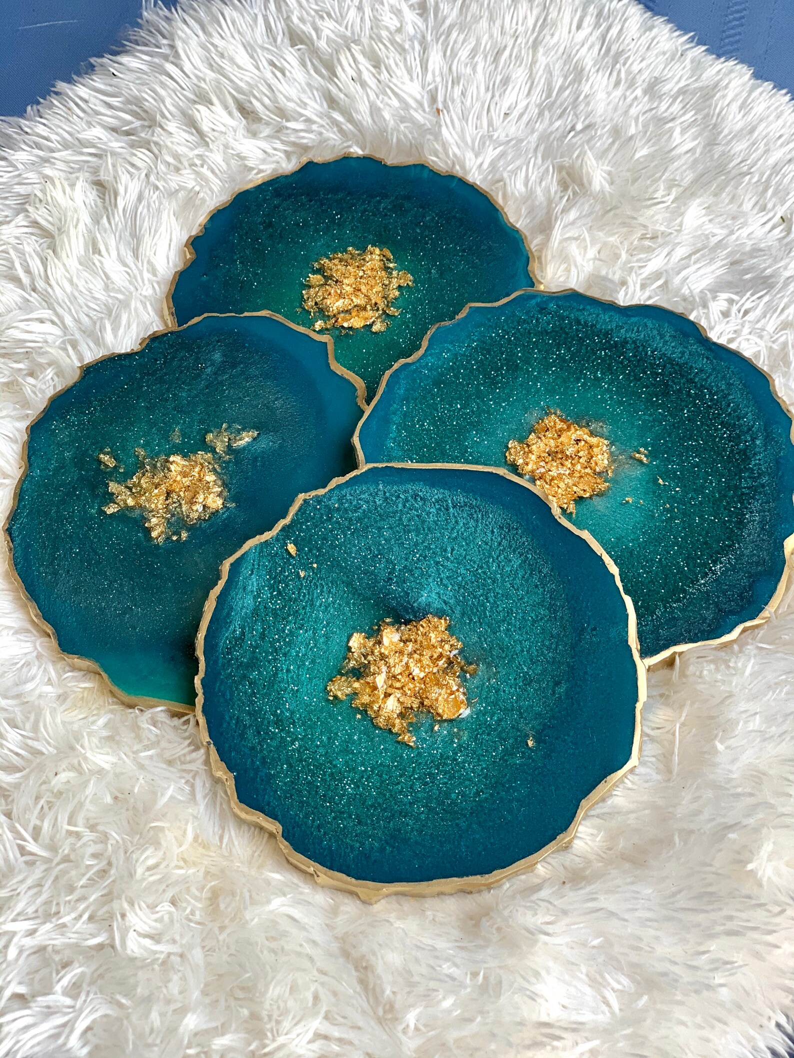 Unique Geode Shape Resin Coasters Agate Coaster Teal and - Etsy Canada