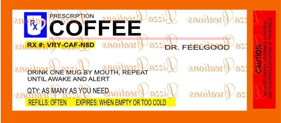Prescription Coffee Mug Template: Customizable Design (JPEG, PDF) - Etsy