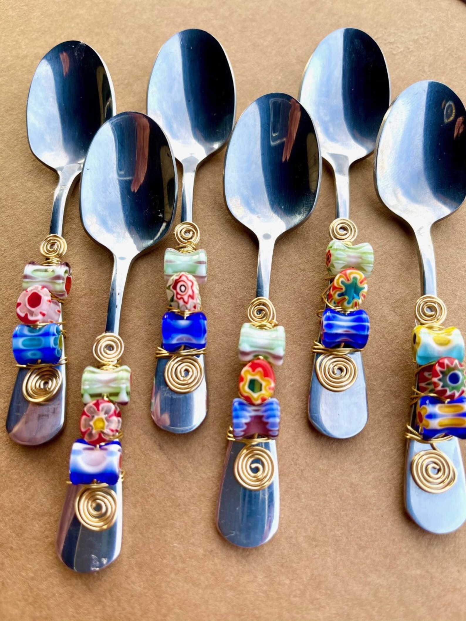 Beaded Tea Spoon Colorful Chinoiseries Ceramic Wire - Etsy