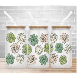 Beer Glass Can Cup, Succulent Iced Coffee Cup, Garden Plants Coffee Can ...