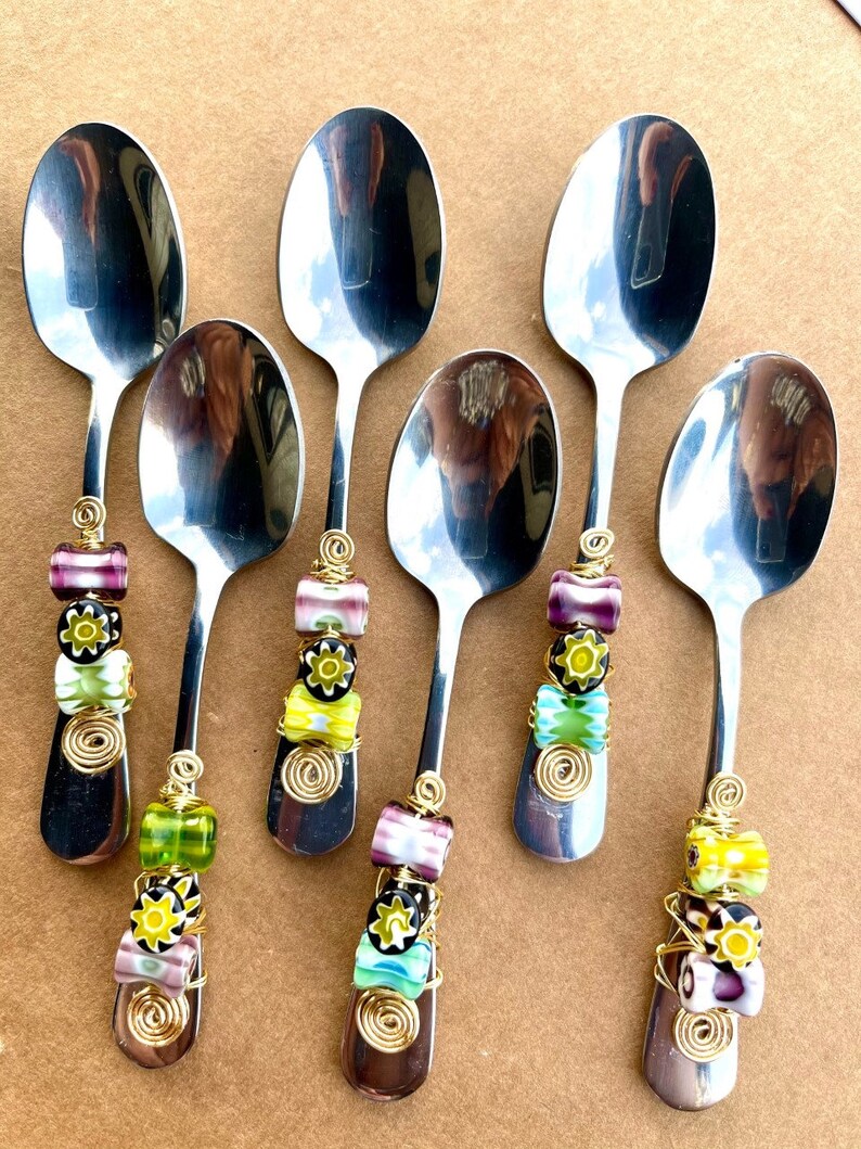 Beaded Tea Spoon Colorful Chinoiseries Ceramic Wire - Etsy