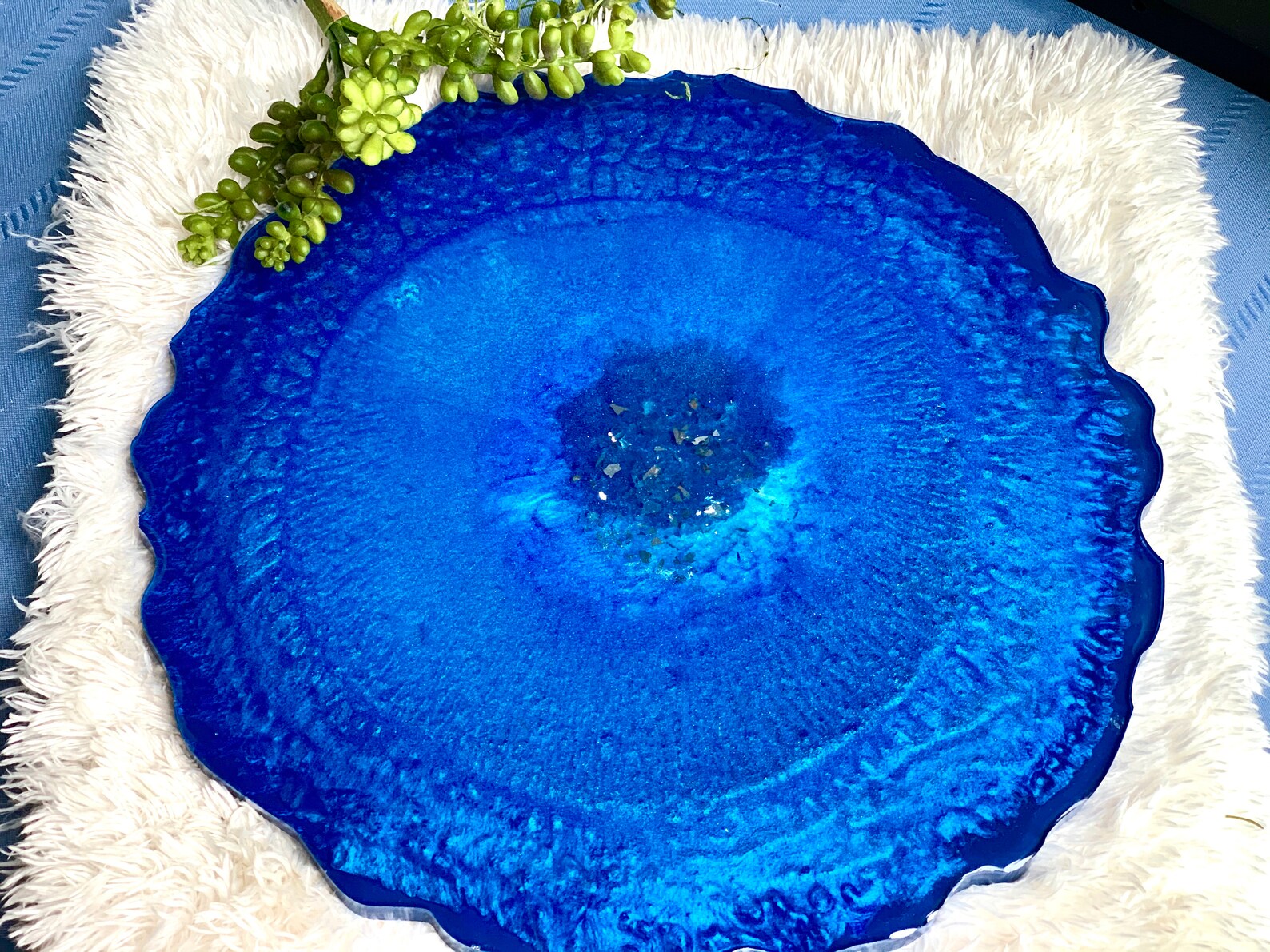 Unique Geode Agate Resin Charging Plate 13 Diameter | Etsy