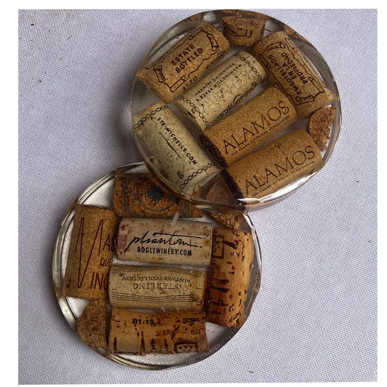 Wine Cork Resin Coasters, Eco Friendly, Housewarming Gift - Etsy