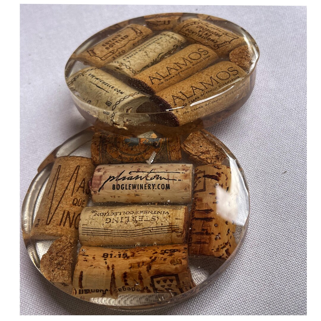 Wine Corks Resin Coasters, Gift for Him, Housewarming Gift, Wine Lovers ...