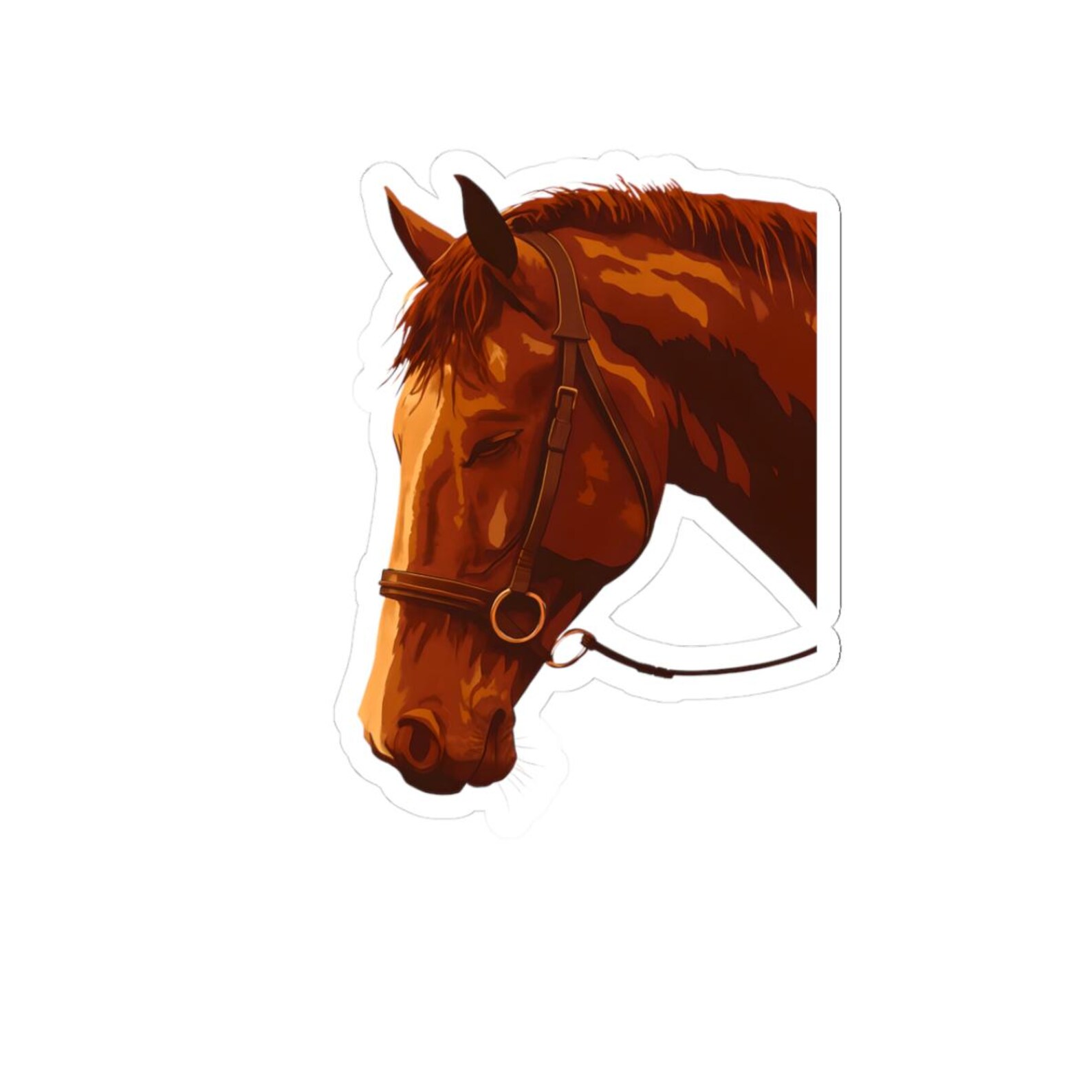 Chestnut Horse Head Sticker | Kiss-cut Sticker, Equestrian Decal - Etsy