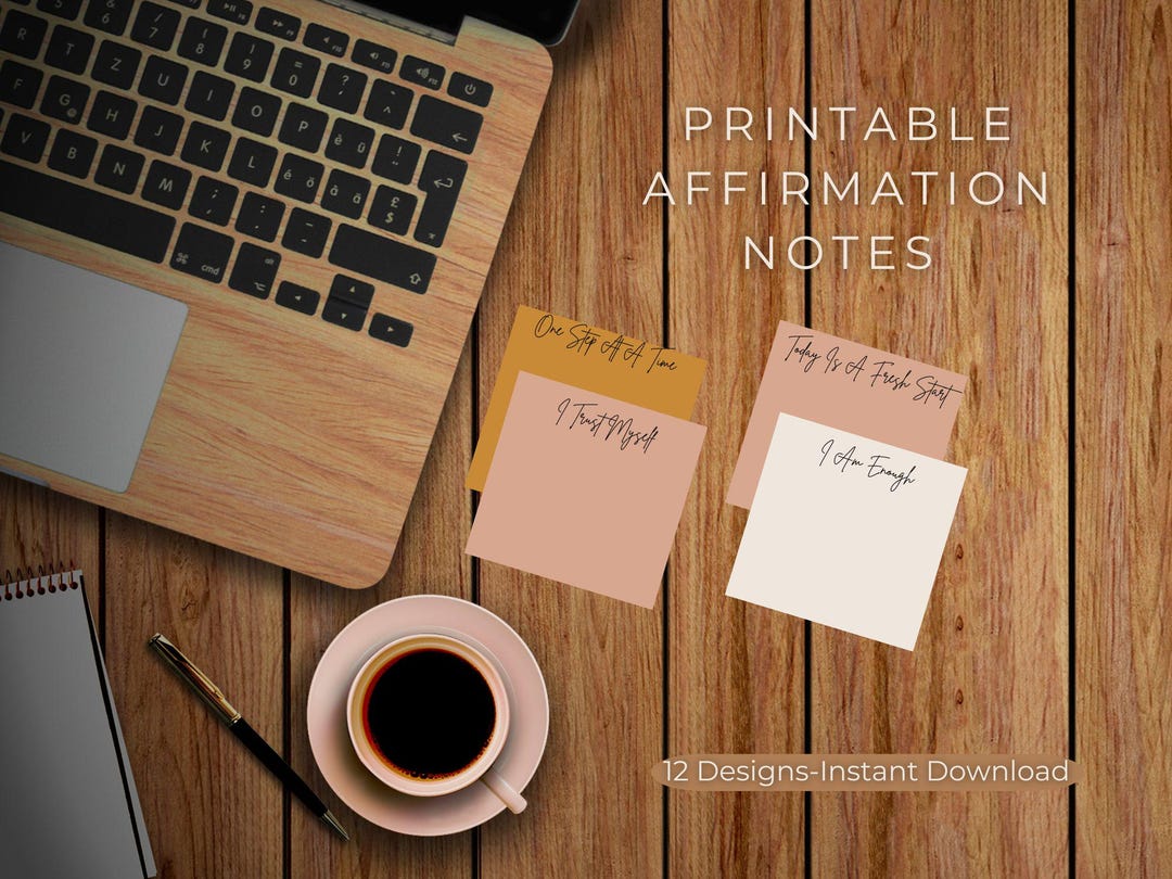 Printable Affirmation Sticky Notes, Daily Self Care (digital Download ...