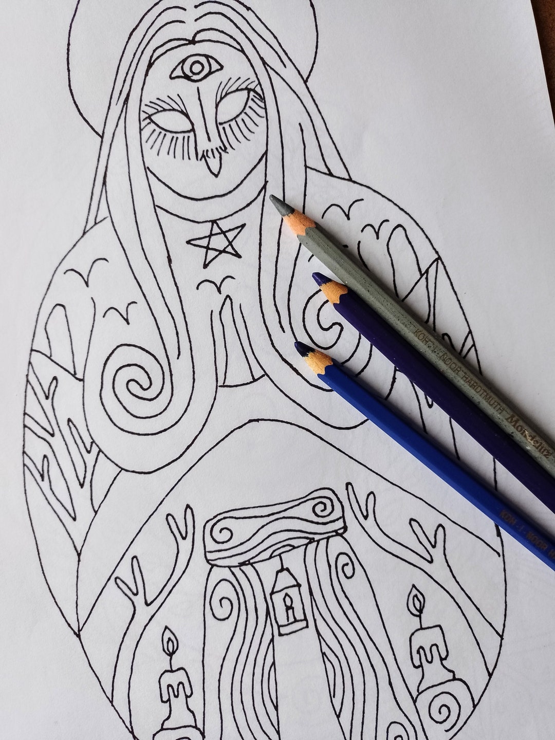 Printable Goddess Coloring Page, Pagan Coloring Page, Pagan Printable ...