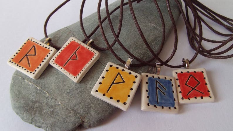 Ceramic Pottery Elder Futhark Rune Pendant Othala Rune - Etsy